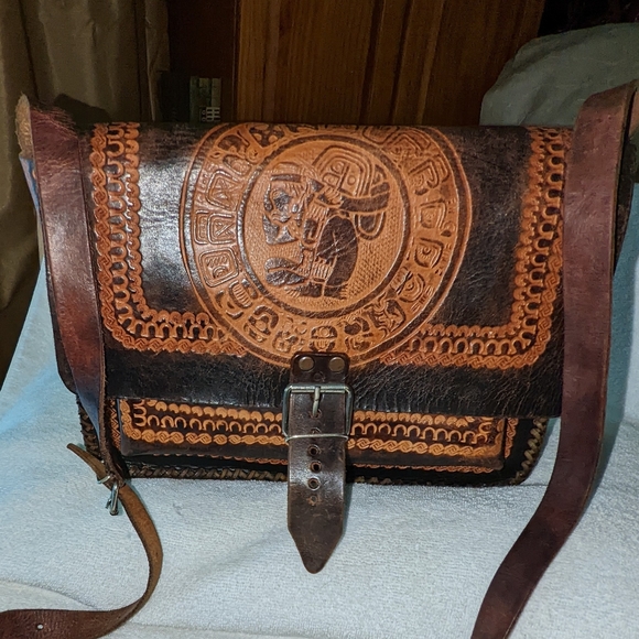 Vintage | Bags | Vintage Maya Mayan Calendar Hand Tolled Crossbody Bag ...